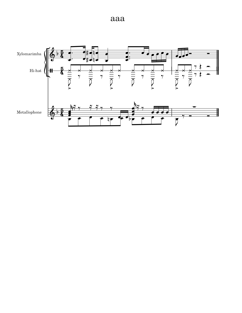 aaa Sheet music for Marimba, Metallophone, Hi-hat (Mixed Trio ...