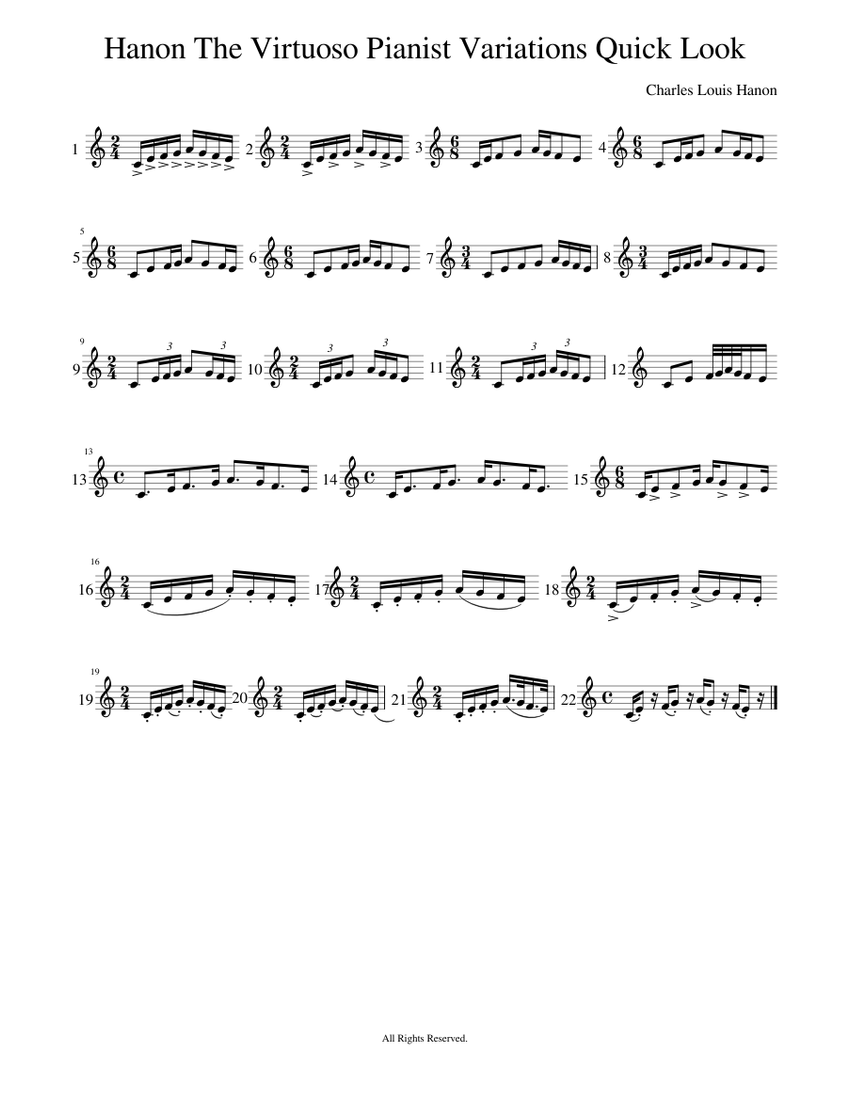 Hanon The Virtuoso Pianist Variations Quick Look Sheet music for Piano (Solo) Easy | Musescore.com