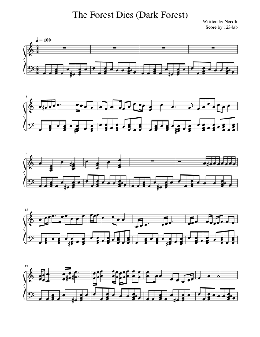 The Forest Dies (Dark Forest) – Wynncraft Sheet music for Piano (Solo ...