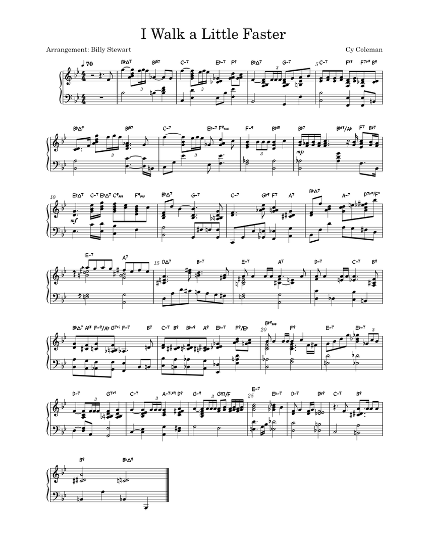 I Walk A Little Faster - Reharmonized – Cy Coleman Sheet Music with ...