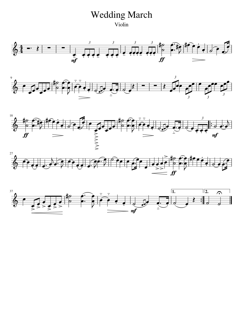 Wedding March Sheet music for Violin (Solo) | Musescore.com