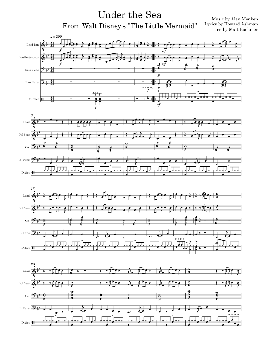 Under the Sea - Steel Pans Sheet Music for Drum group, Steel drums ...