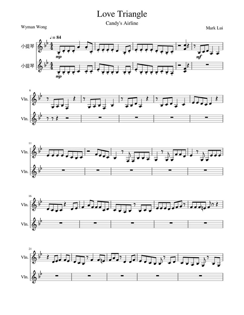 Love Triangle Sheet music for Violin (String Methods & Exercises ...