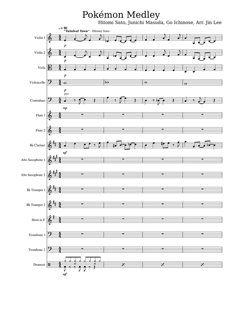 Pokémon Medley Sheet music for Trombone, Flute, Clarinet in b-flat ...