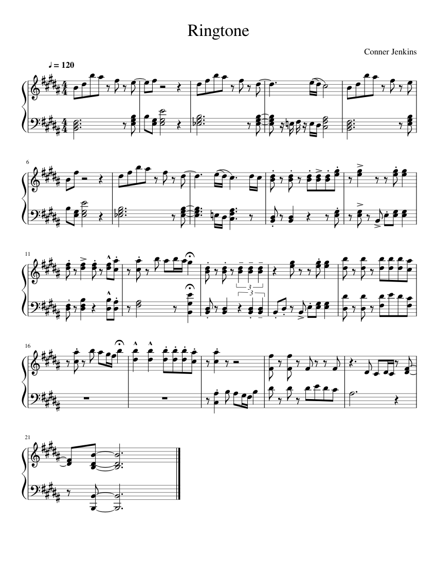 Ringtone Sheet Music for Piano (Solo) easy | MuseScore.com