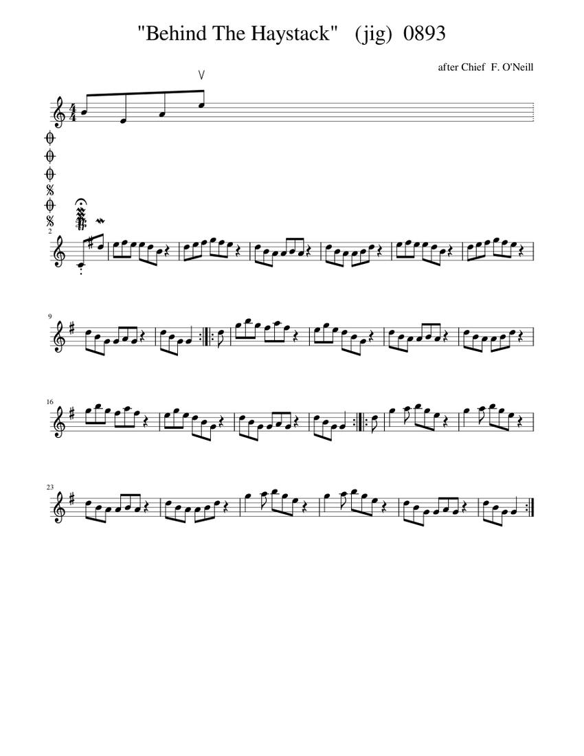 "Behind The Haystack" (jig) 0893 Sheet music for Piano (Solo ...