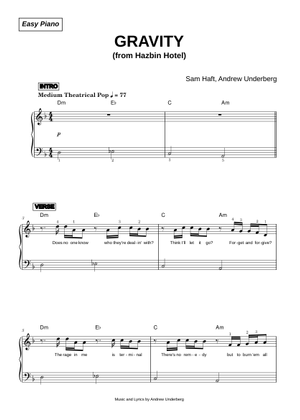 Play Official version of Gravity Sheet Music by Sam Haft and Andrew ...