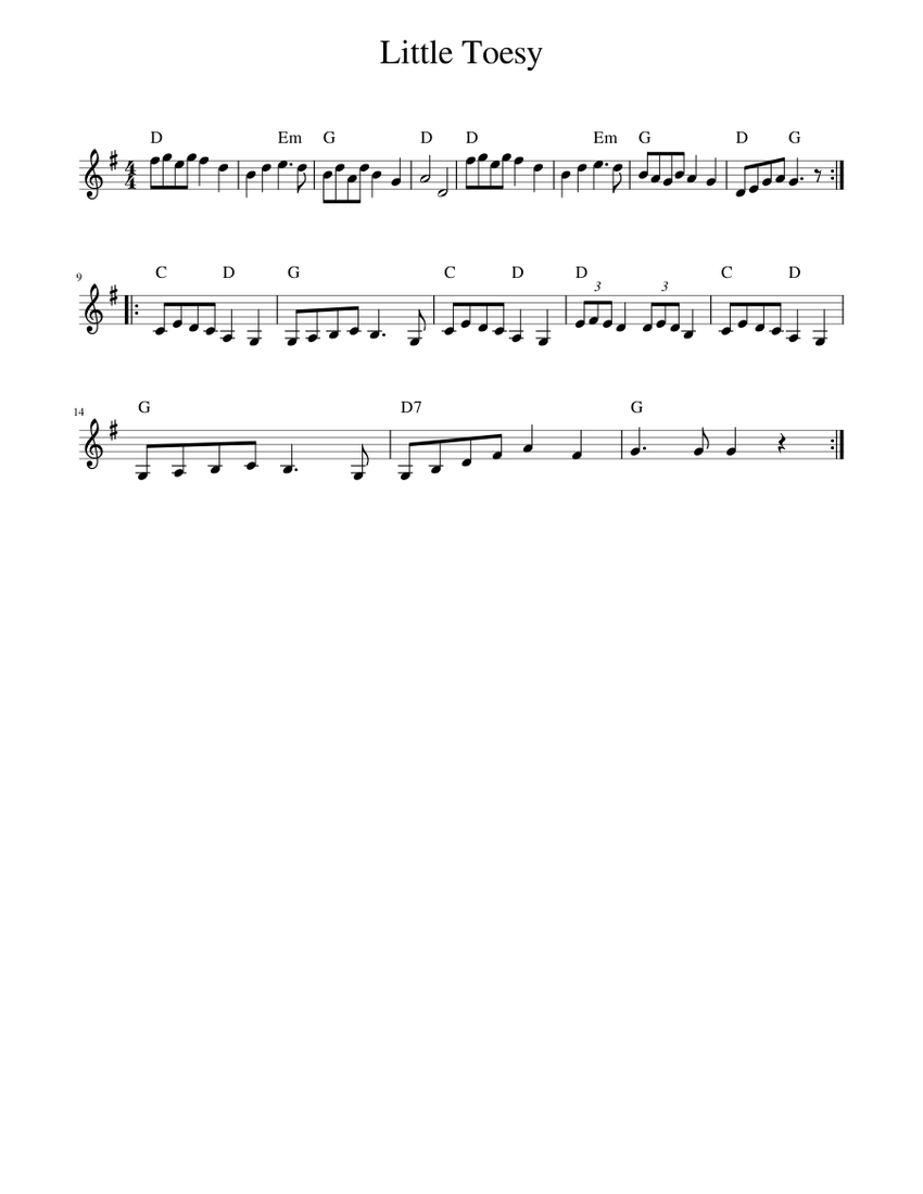 Little Toesy Sheet Music with Chords for Piano (Solo) Easy | MuseScore.com