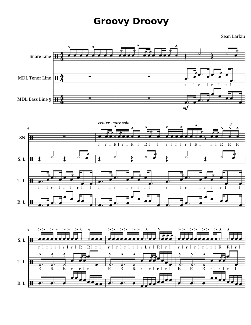 Groovy Droovy - Sean Larkin Sheet music for Snare drum, Tenor drum ...