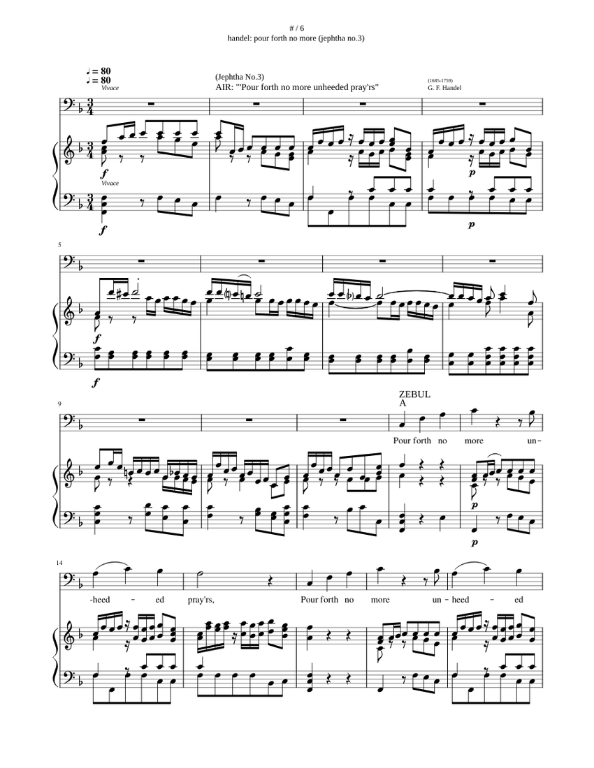 Jephtha, HWV 70 - George Frideric Handel Sheet Music for Piano, Bassoon ...