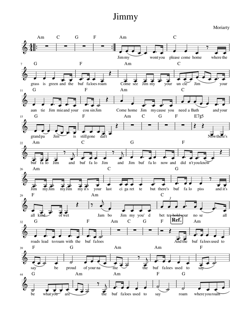 Jimmy Sheet Music with Chords for Piano (Solo) easy | MuseScore.com