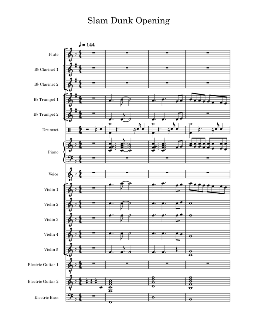Slam dunk - opening theme – Misc Cartoons Slam Dunk Opening Sheet music ...