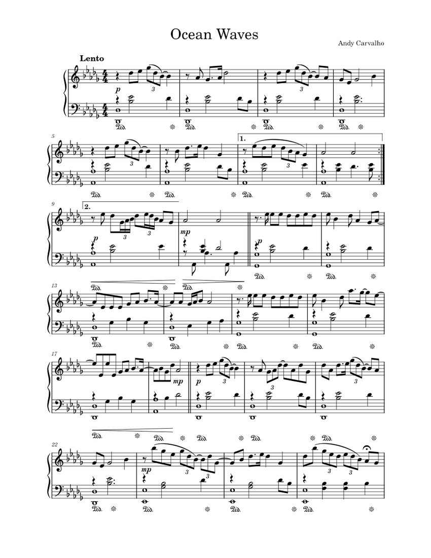 Ocean Waves - Piano Solo Sheet Music for Piano (Solo) Easy | MuseScore.com
