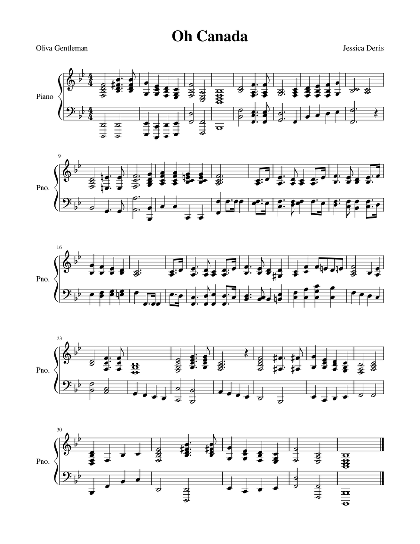 Oh Canada Sheet Music for Piano (Solo) | MuseScore.com