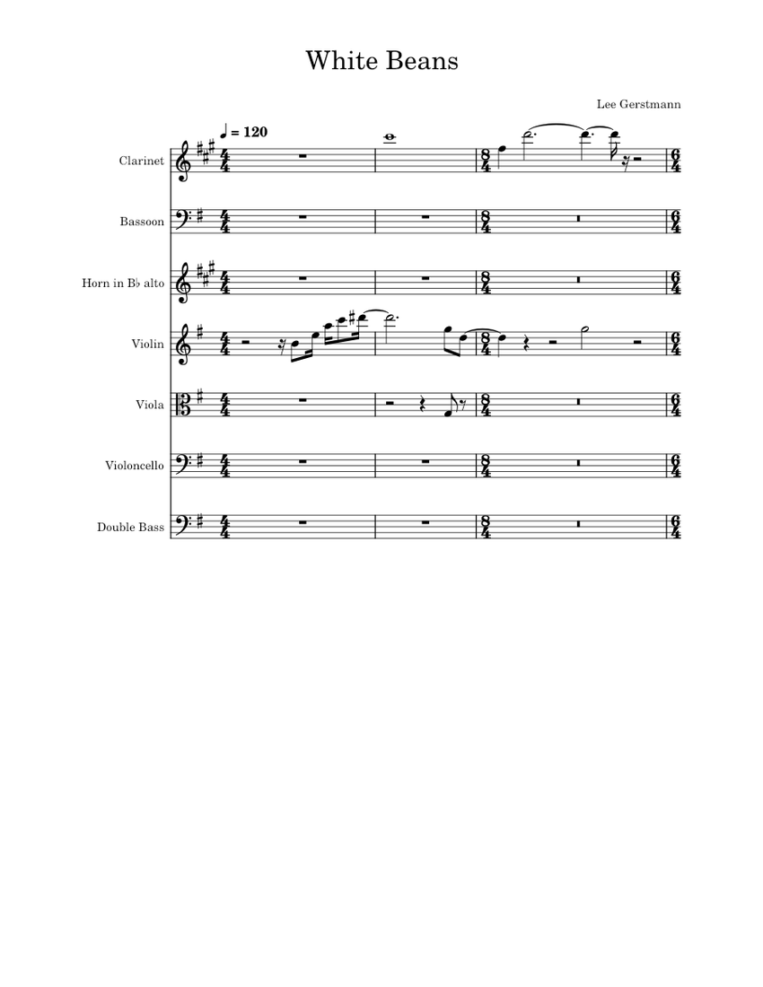 White Beans Sheet music for Bassoon, French horn, Contrabass, Violin & more instruments (Mixed ...