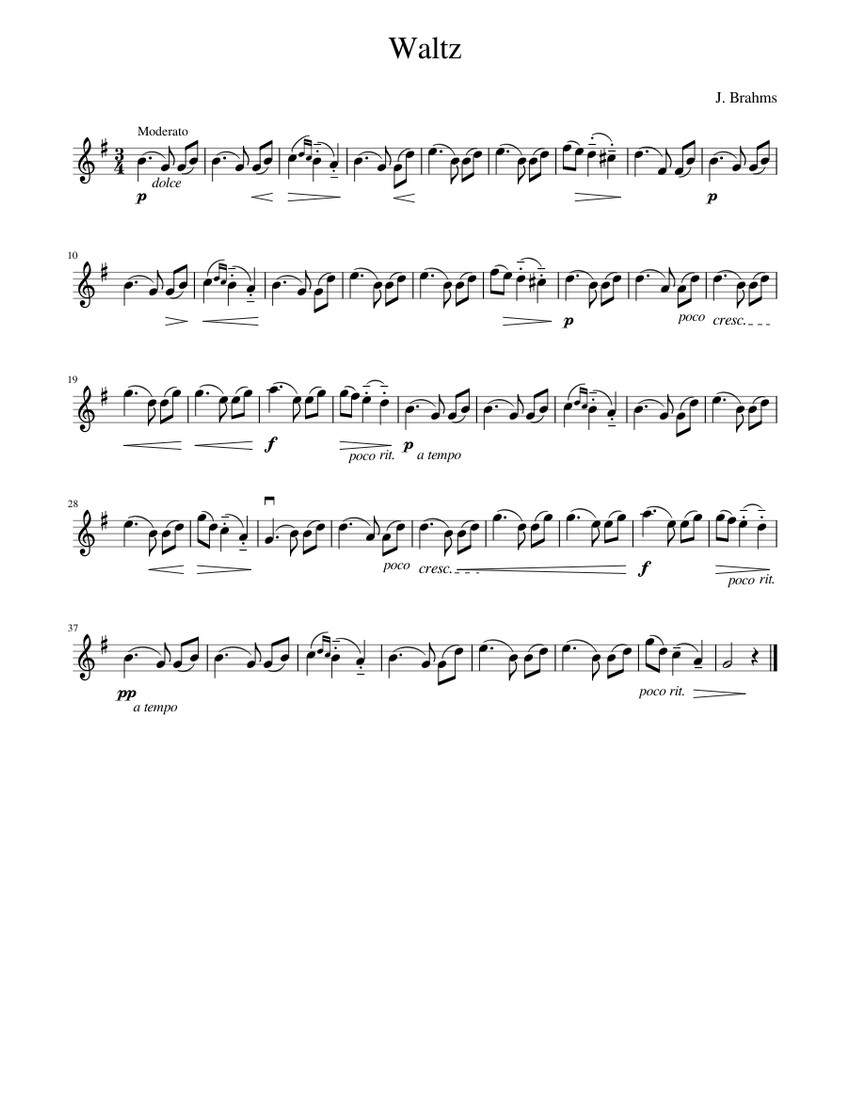 Waltz – Johannes Brahms Sheet music for Violin (Solo) | Musescore.com