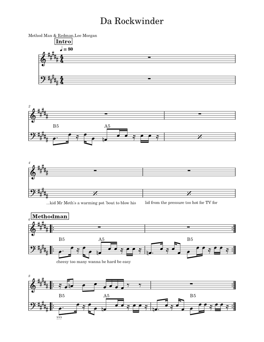 Da Rockwinder Sheet Music with Chords for Piano (Solo) Easy | MuseScore.com
