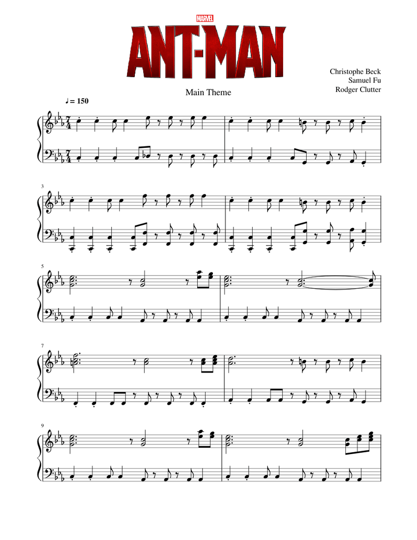 Main Theme - Ant-Man - Christophe Beck - Piano Solo Sheet Music for ...