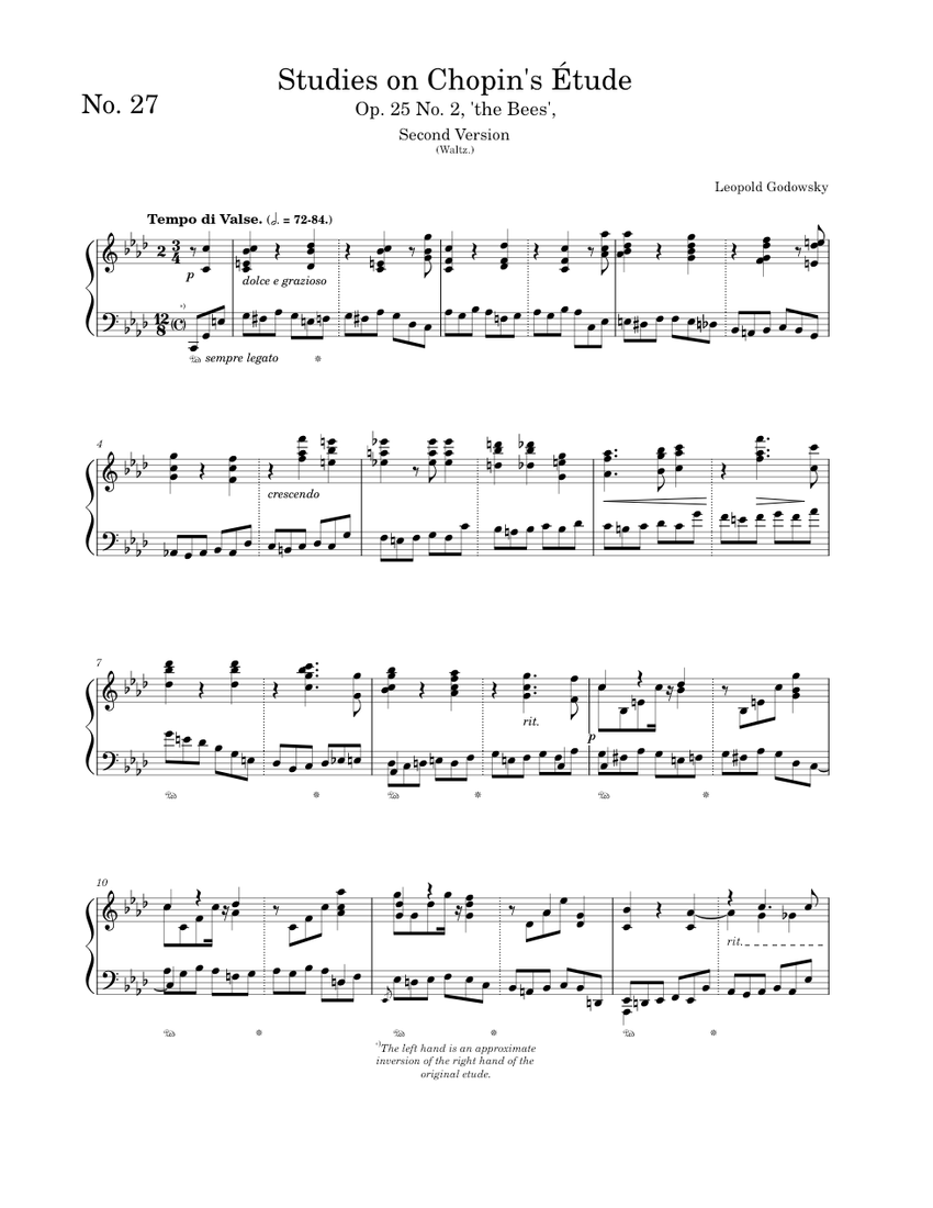Study No. 27 on Chopin's Étude (Op. 25 No. 2) – Leopold Godowsky Sheet music for Piano (Solo ...