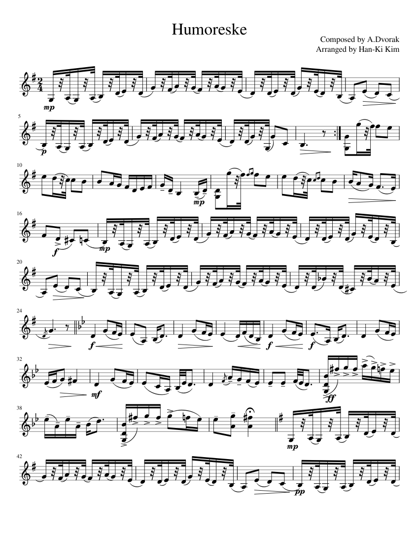 Humoreske violin2 Sheet music for Piano (Solo) Easy | Musescore.com