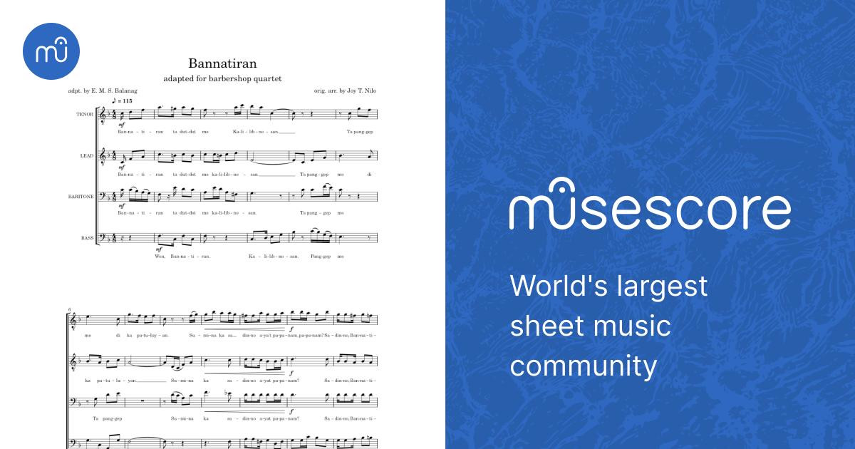 Bannatiran (arr. for barbershop quartet) Sheet Music for Bass guitar ...