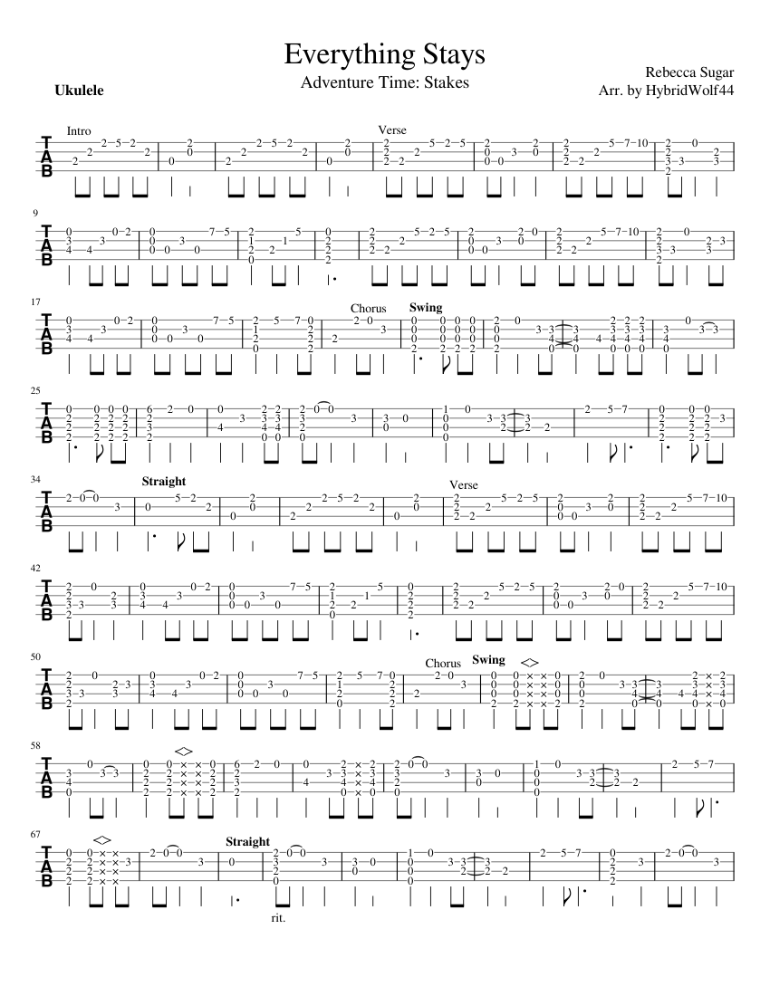 Everything Stays Sheet Music for Ukulele (Solo) | MuseScore.com