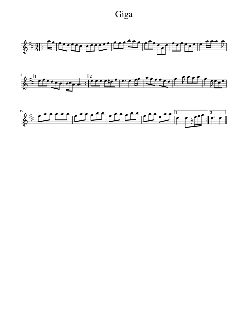 Giga Sheet music for Piano (Solo) Easy | Musescore.com