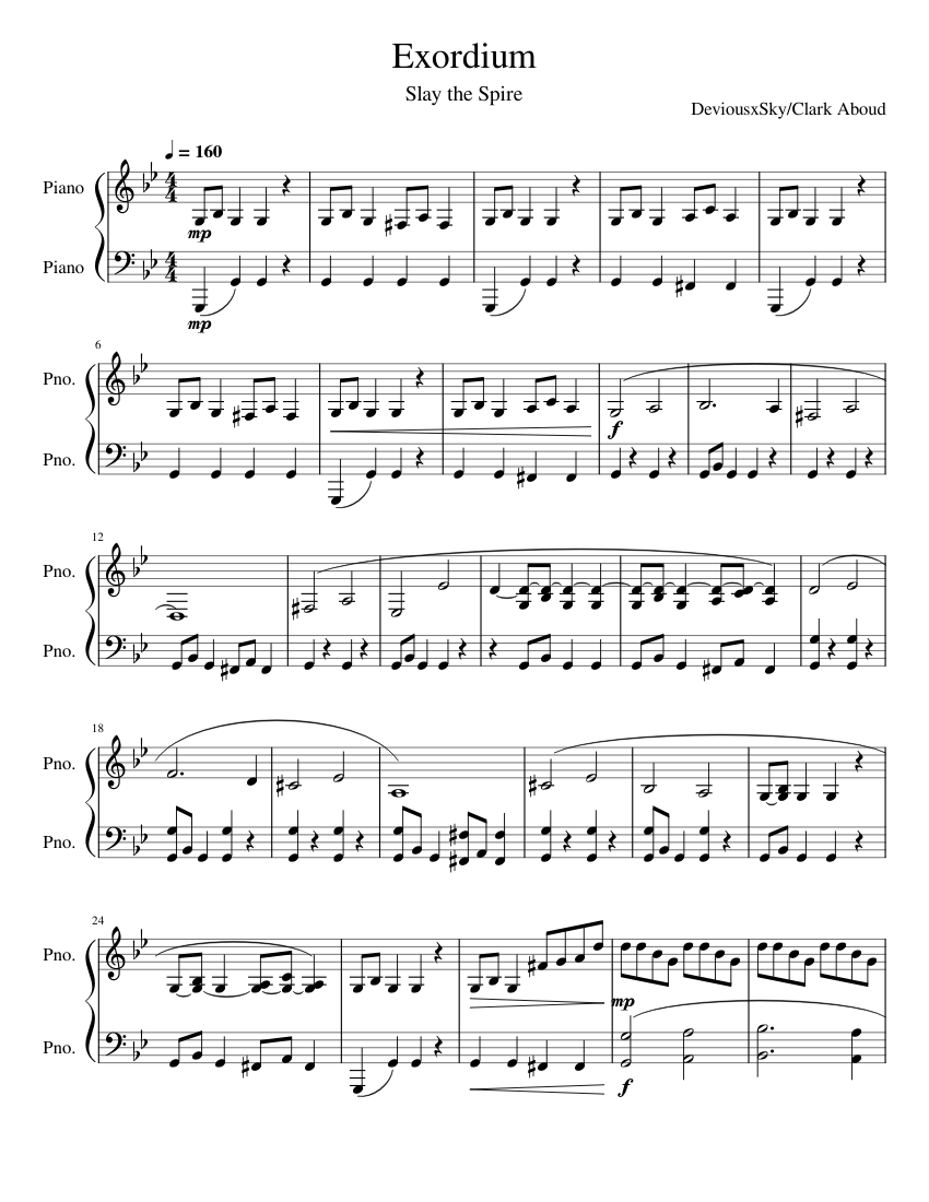 Exordium (Slay the Spire: Act 1) – Clark Aboud Sheet music for Piano (Solo) | Musescore.com