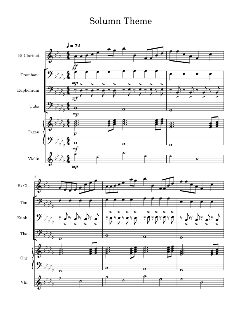 Solumn_Theme Sheet Music for Trombone, Organ, Euphonium, Tuba & more ...