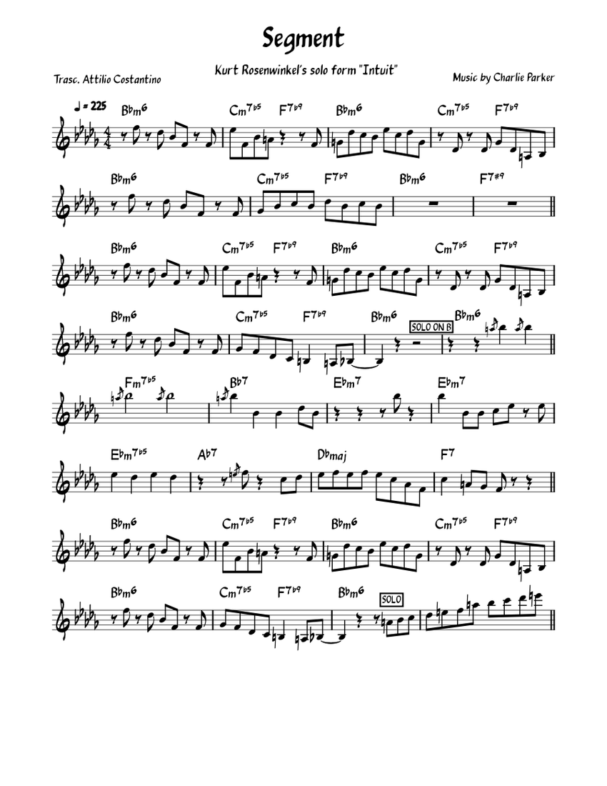 Segment – Charlie Parker Sheet Music with Chords for Piano (Piano ...