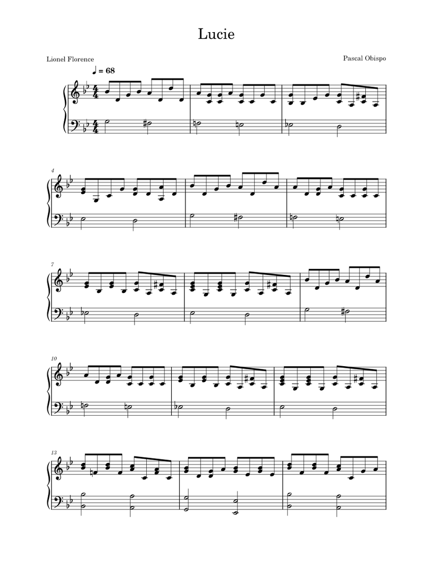 Lucie Sheet music for Piano (Solo) | Musescore.com