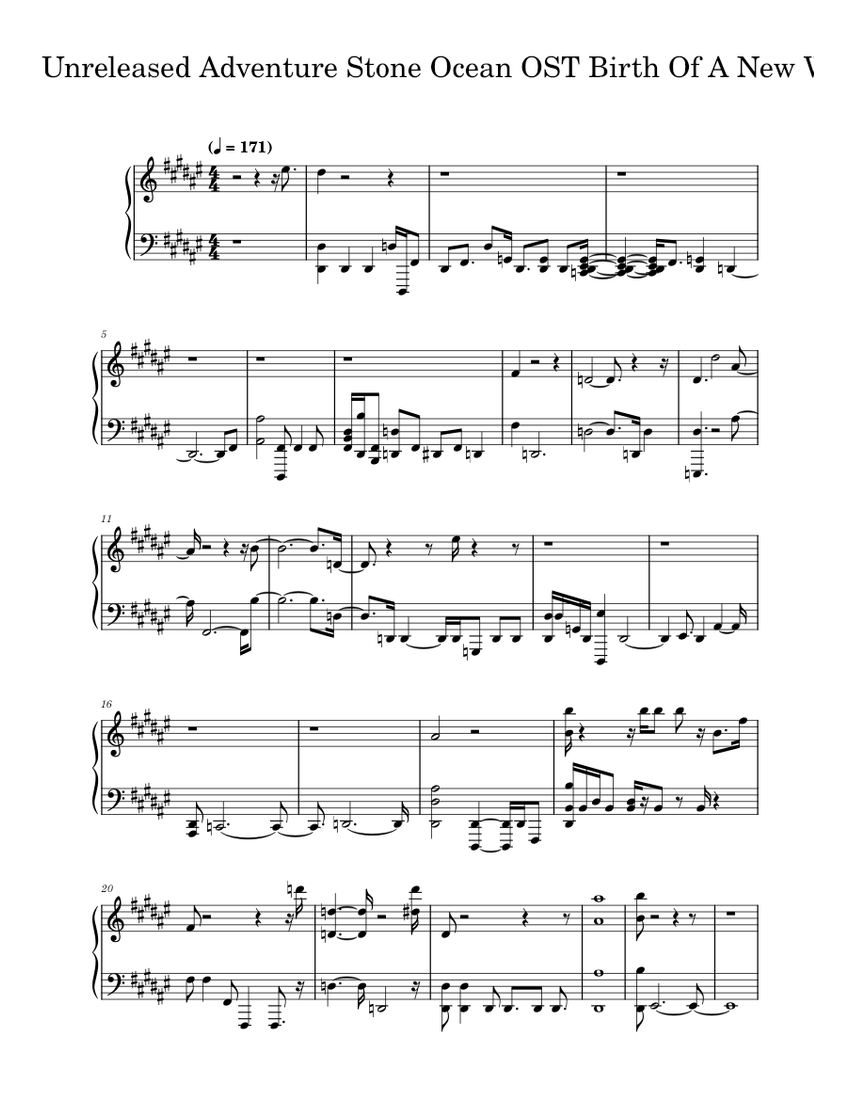 JoJos Unreleased Adventure Stone Ocean OST Birth of A New World – Yugo ...