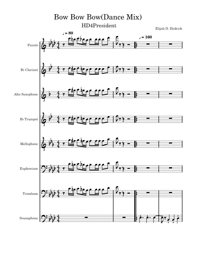 Bow_Bow_Bow(Dance_Mix) Sheet music for Trombone, Euphonium, Mellophone, Flute piccolo & more ...