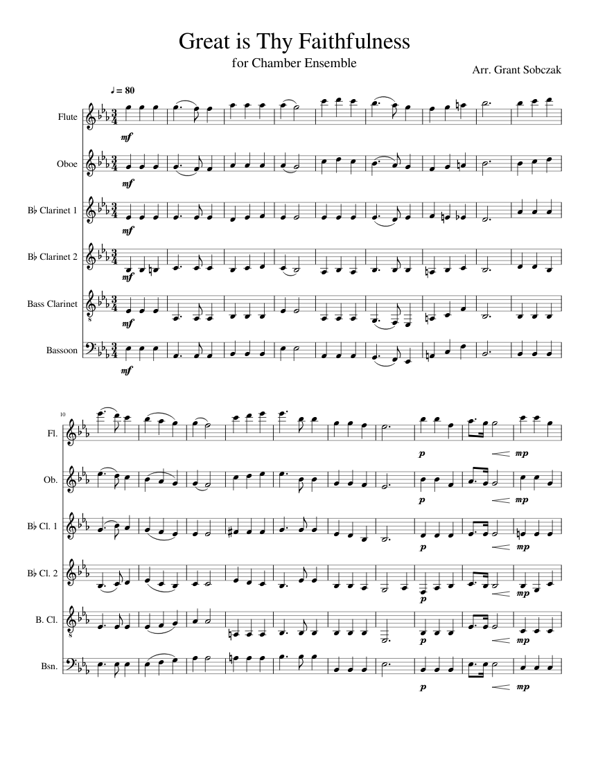 Great is Thy Faithfulness Sheet music for Flute, Oboe, Clarinet in b ...