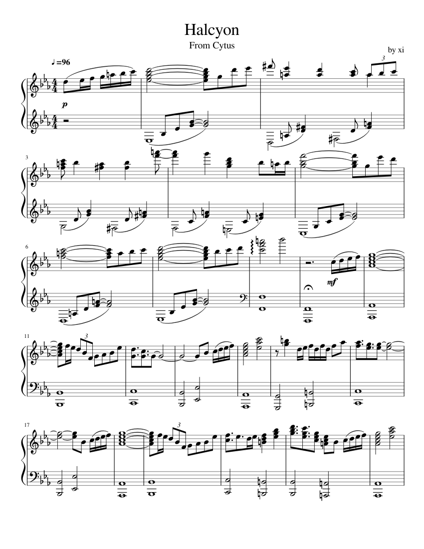 xi - Halcyon (Piano Solo) WIP Sheet Music for Piano (Solo) | MuseScore.com