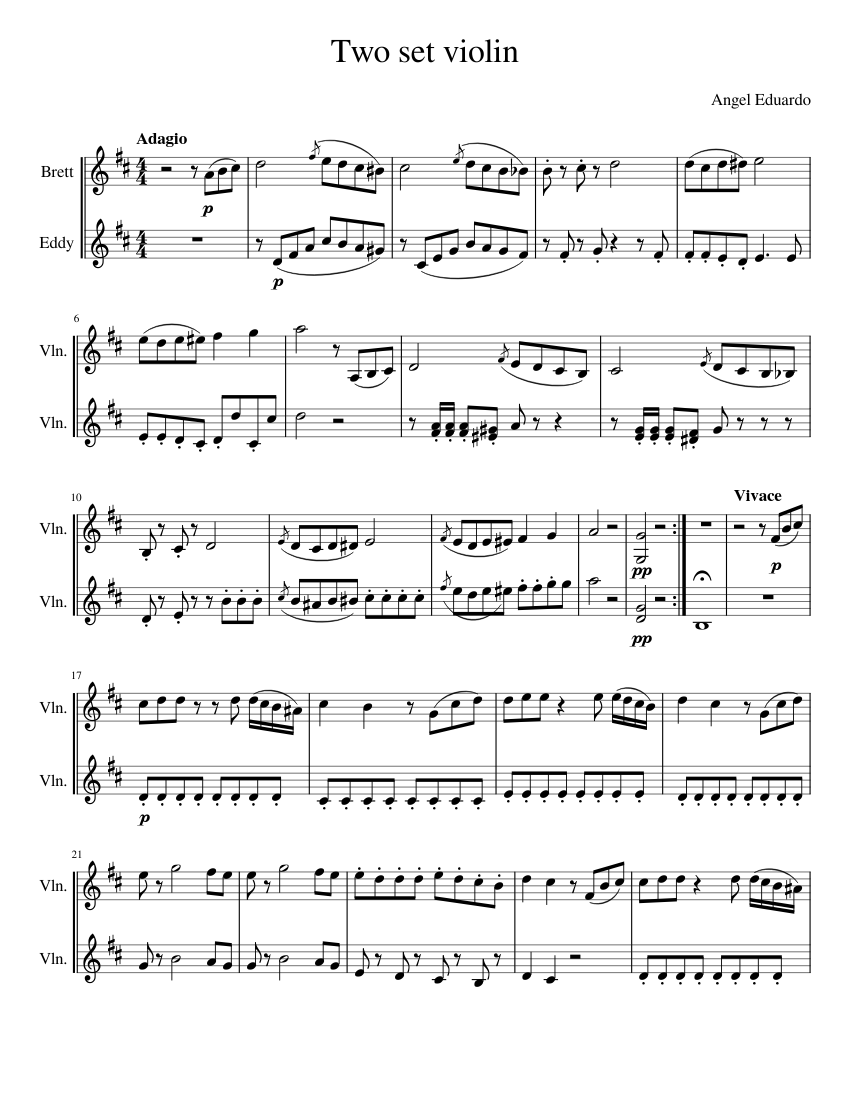 Two_set_violin Sheet music for Violin (String Duet) | Musescore.com