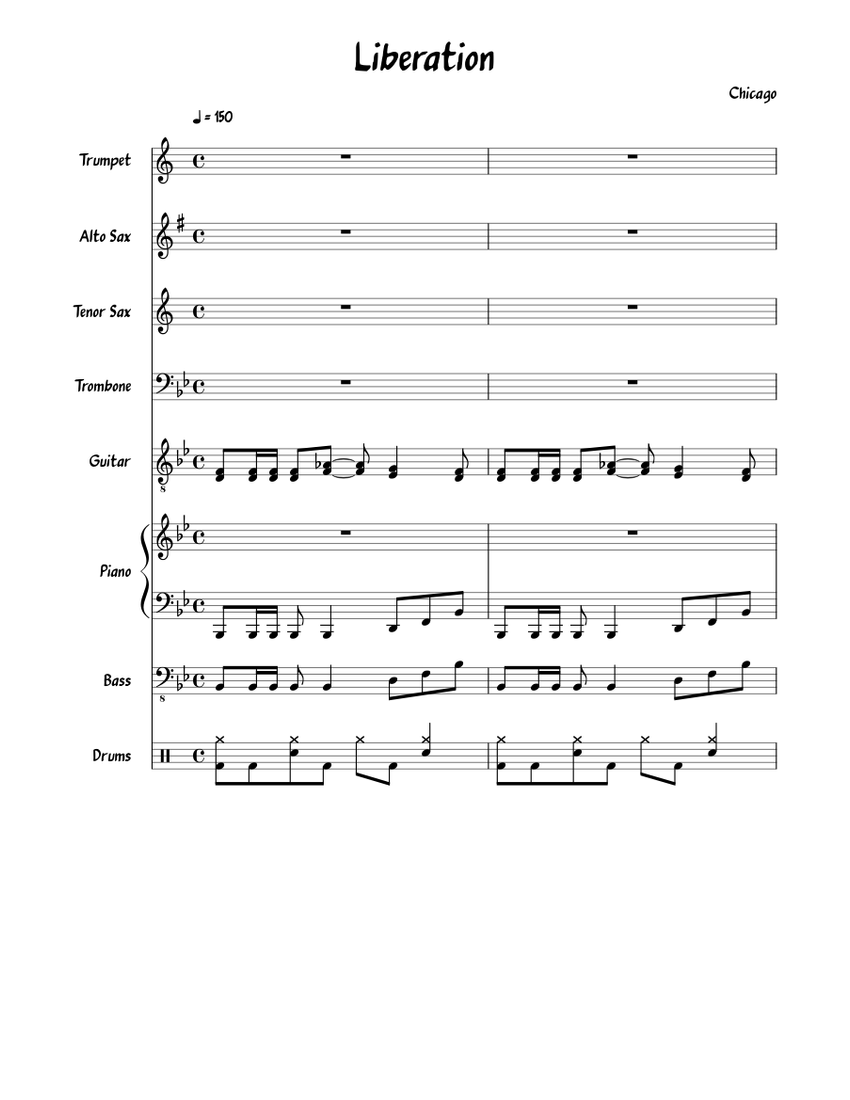 Liberation By Chicago Wip Sheet Music For Piano Trombone Saxophone Alto Saxophone Tenor