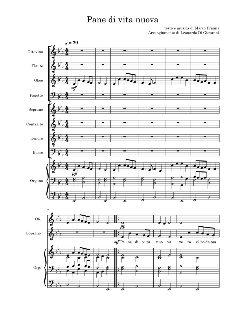 Pane di Vita Nuova Inno – Marco Frisina Pane di vita nuova Marco Frisina Arrangiamento di ...