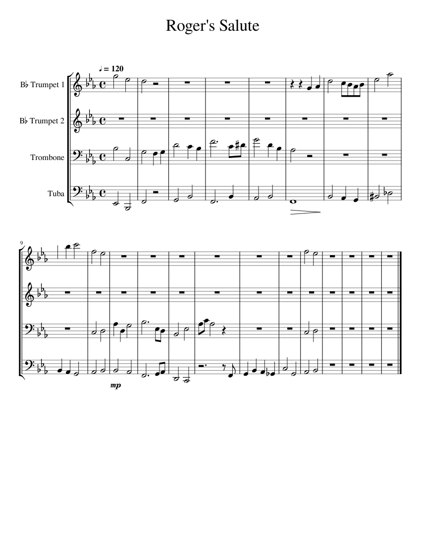 Roger's Salute Sheet music for Trombone, Tuba, Trumpet in b-flat (Mixed ...
