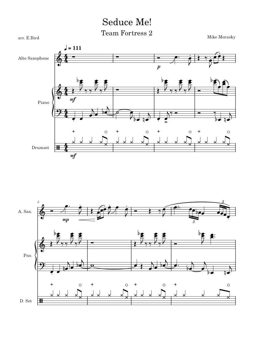 Team Fortress - Seduce Me! (transcribed solo) - Mike Morasky Sheet ...