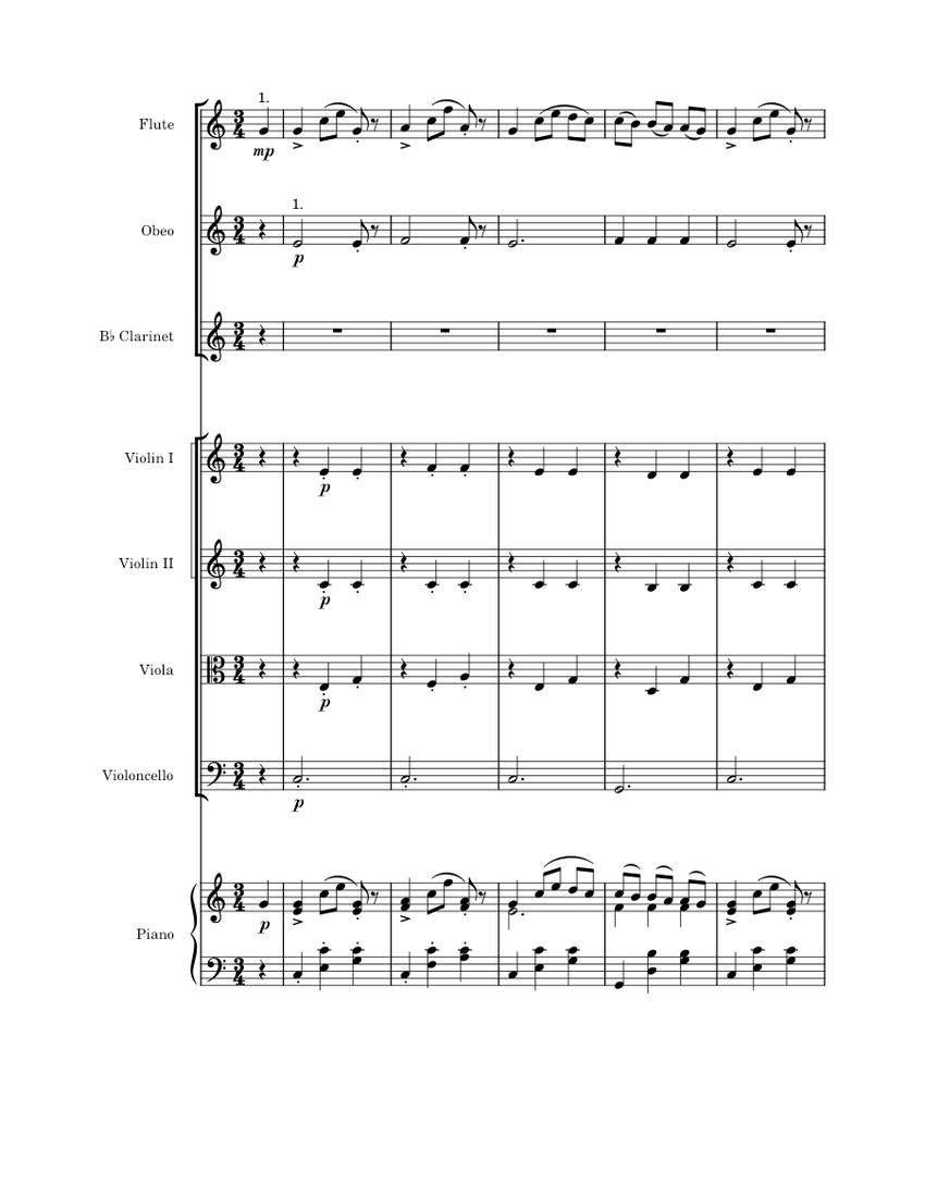 6주차 관현악 Sheet music for Piano, Flute, Oboe, Clarinet in b-flat & more instruments (Mixed ...