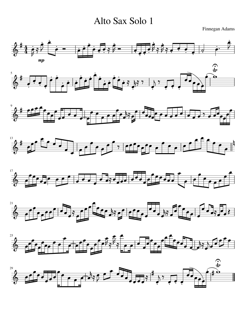 Alto Sax Solo 1 Sheet Music for Saxophone alto (Solo) | MuseScore.com
