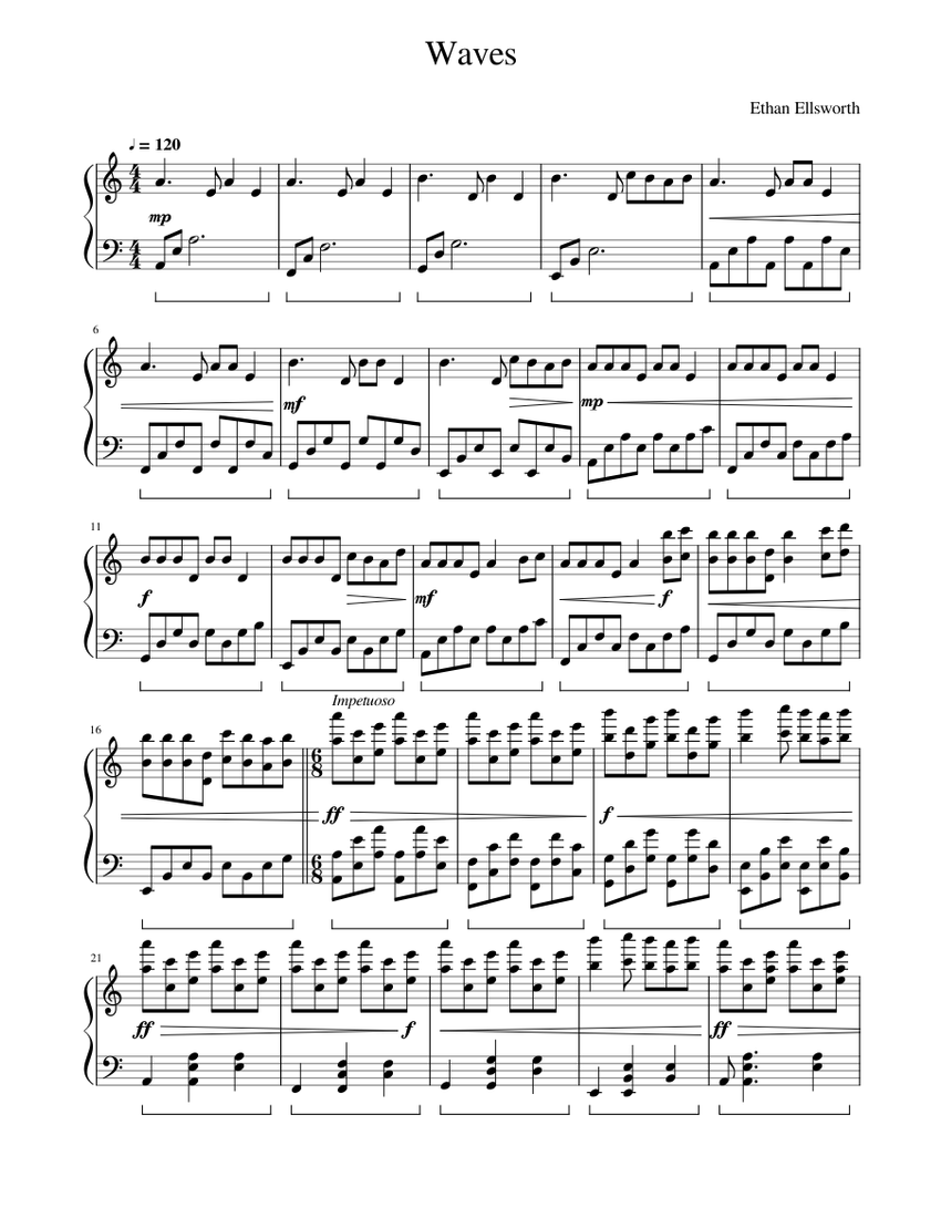 Waves Sheet music for Piano (Solo) | Musescore.com