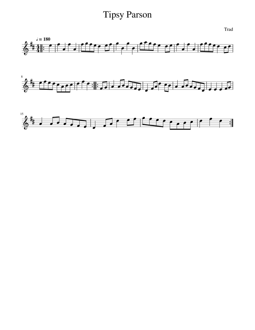 Traditional music - Tipsy Parson Sheet music for Piano (Solo) Easy ...