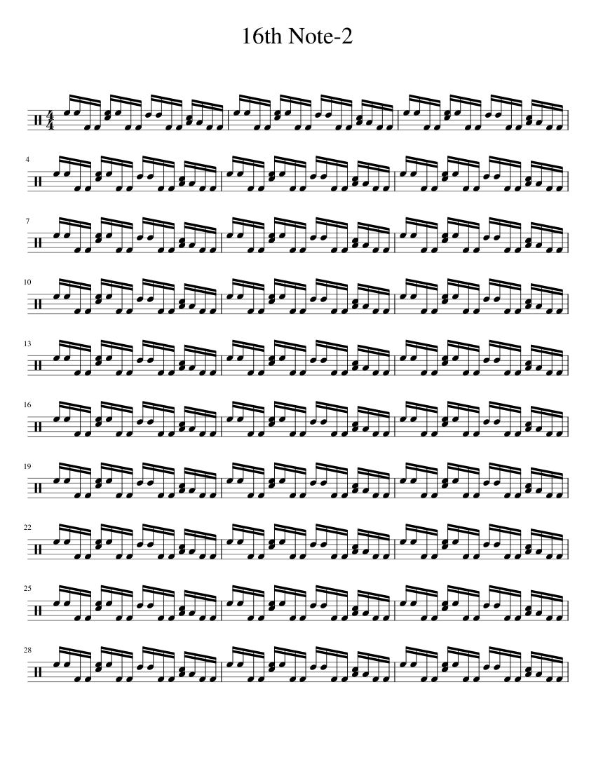 16th Note-2 Sheet music for Drum group (Solo) | Musescore.com