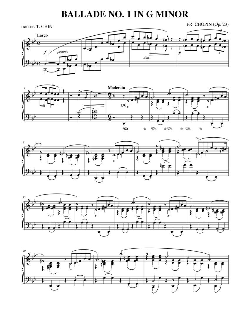 Chopin - Ballade No. 1 in G Minor (Op. 23) Sheet music for Piano (Solo ...