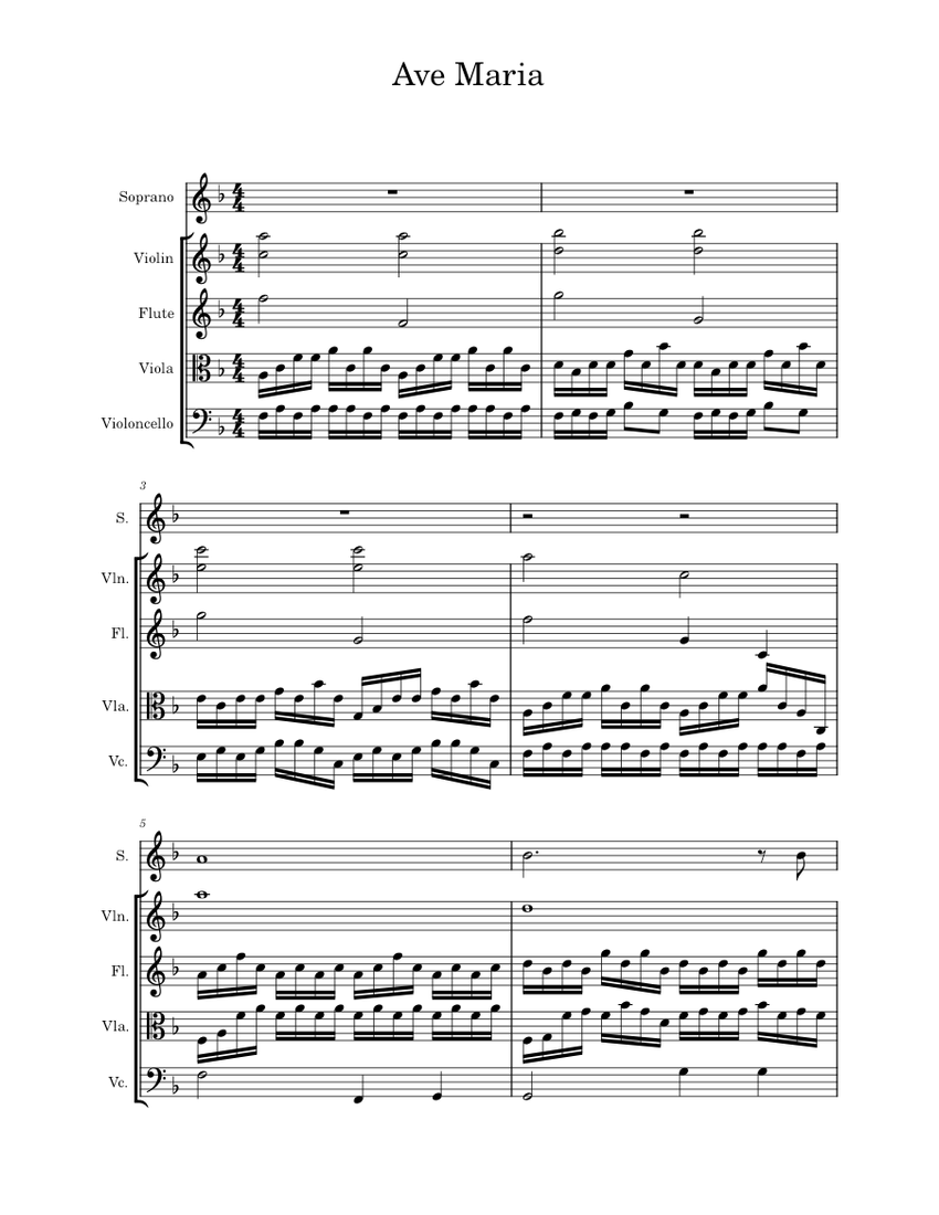 ave maria Sheet music for Soprano, Flute, Violin, Viola & more ...