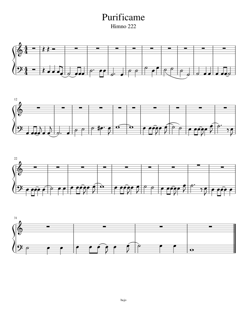 Purificame Sheet Music for Piano (Solo) easy | MuseScore.com