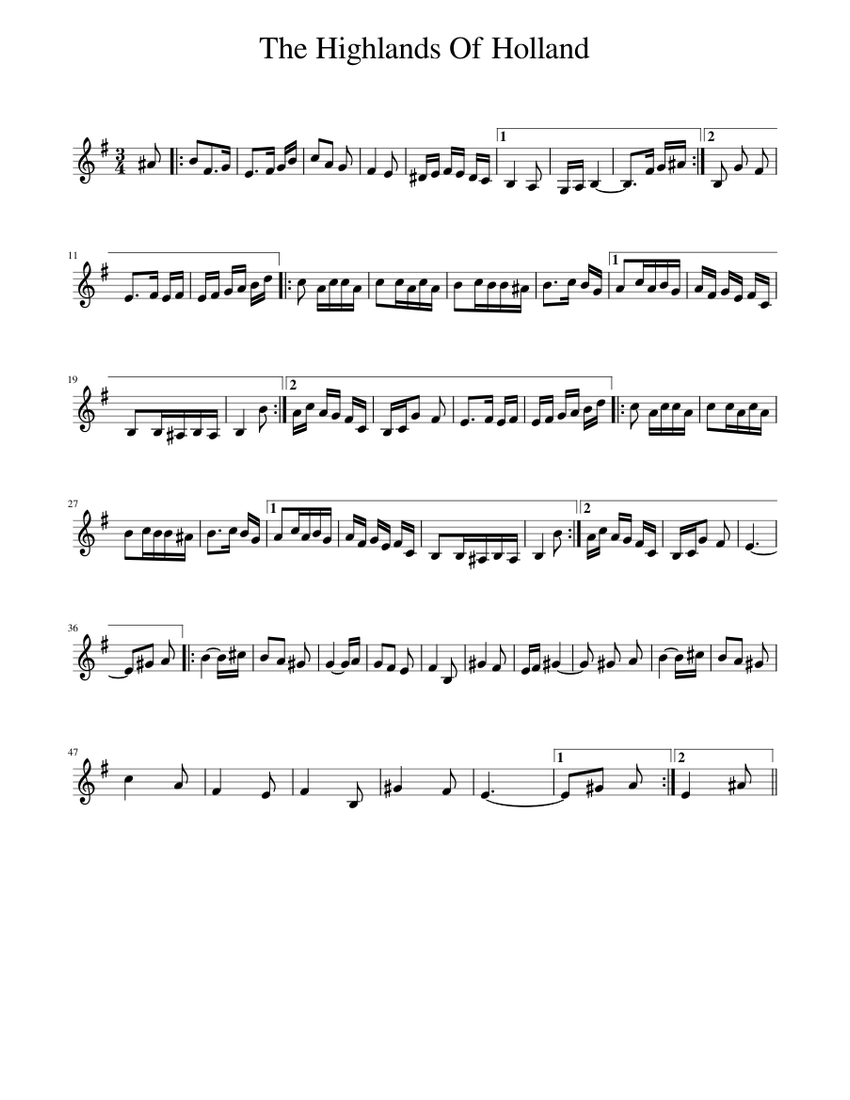 The Highlands Of Holland Sheet Music for Piano (Solo) easy | MuseScore.com