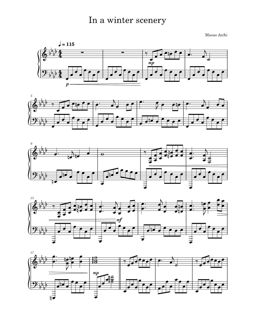 In a winter scenery Sheet Music for Piano (Solo) | MuseScore.com